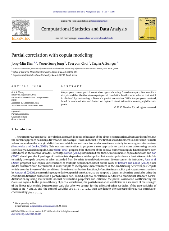 (PDF) Partial correlation with copula modeling