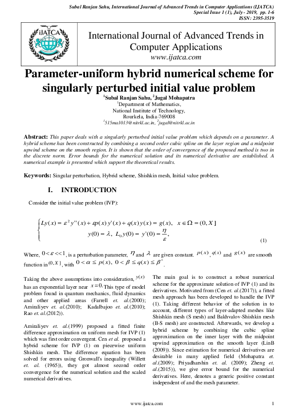(PDF) Parameter-uniform hybrid numerical scheme for singularly perturbed initial value problem