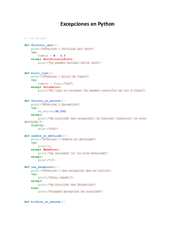 (PDF) Excepciones en Python