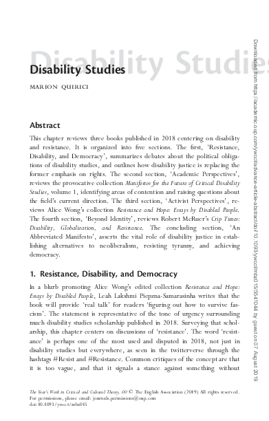 (PDF) Disability Studies