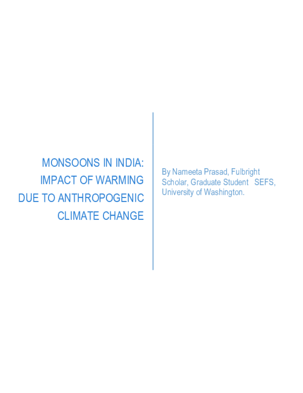 (PDF) MONSOONS IN INDIA: IMPACT OF WARMING DUE TO ANTHROPOGENIC CLIMATE ...