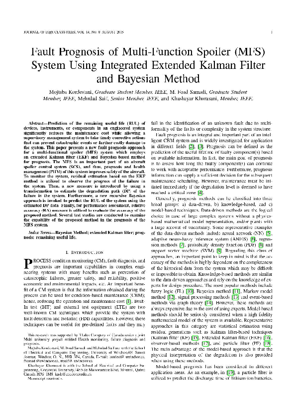 (PDF) A New Fault Prognosis of MFS System Using Integrated Extended Kalman Filter and Bayesian ...
