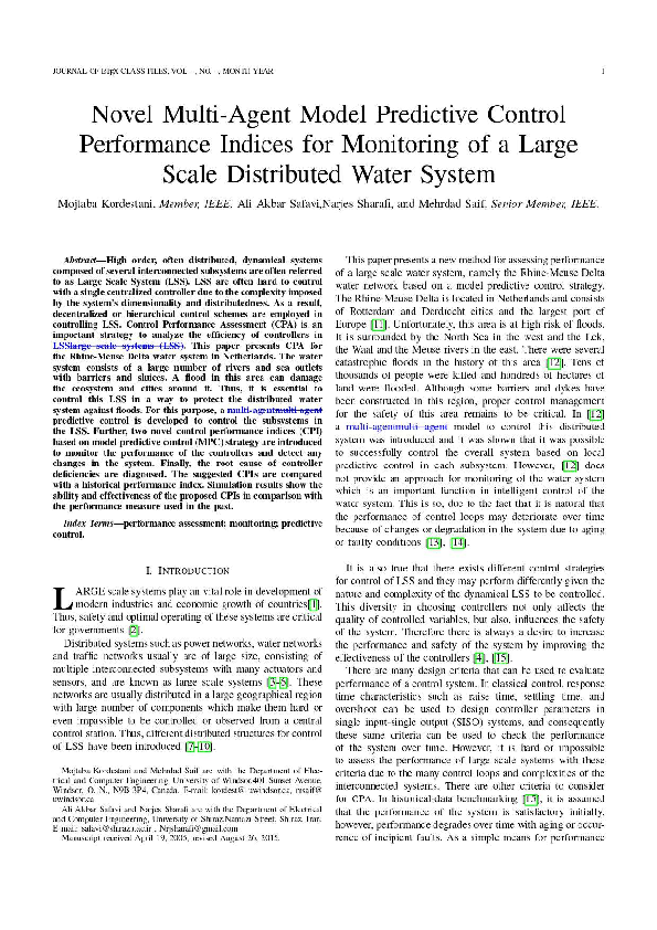 (PDF) Novel Multi-Agent Model Predictive Control Performance Indices for Monitoring of a Large ...