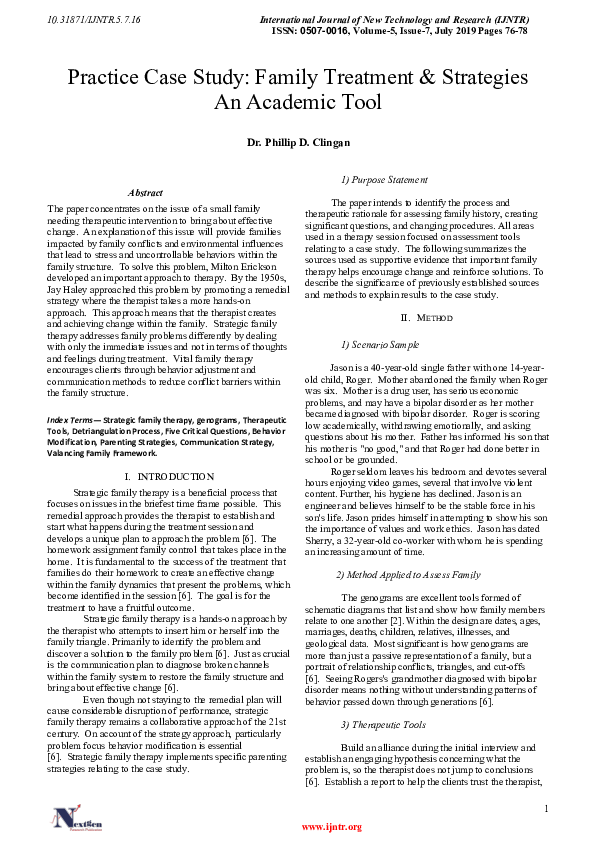 (PDF) Practice Case Study: Family Treatment & Strategies An Academic Tool