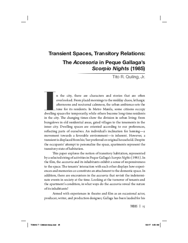 (PDF) Transient Spaces, Transitory Relations: The Accesoria in Peque ...