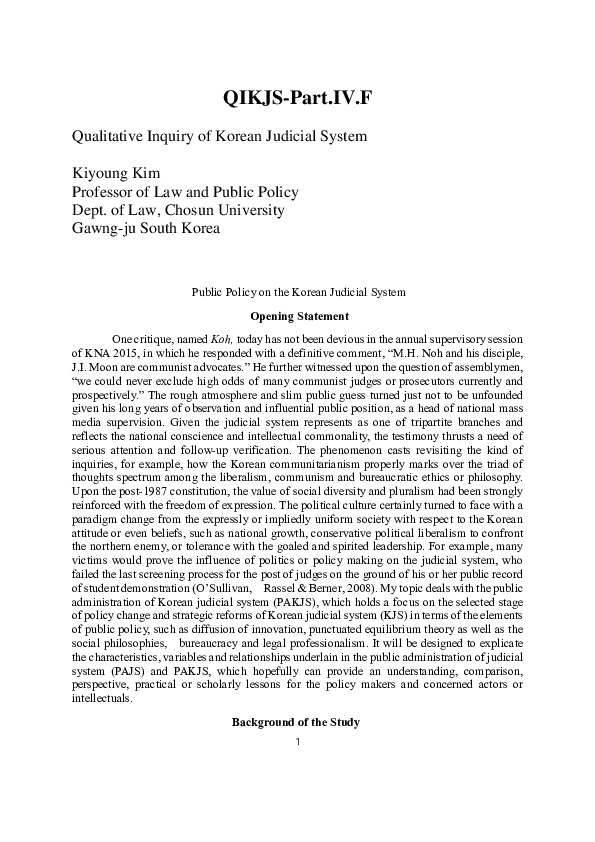 (PDF) QIKJS-Part.IV.F Qualitative Inquiry of Korean Judicial System