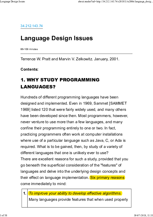 (PDF) Programing language design issus