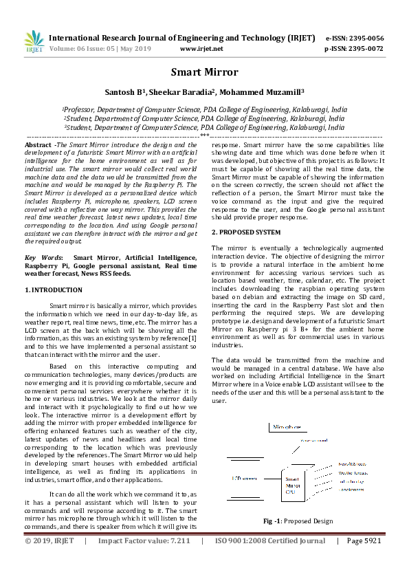 (PDF) IRJET- Smart Mirror