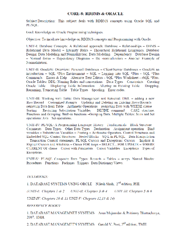 (DOC) Oracle syllabus | Sampathkumar K.R - Academia.edu