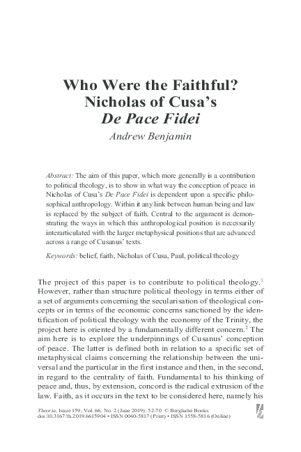 (PDF) Who Were the Faithful? Nicholas of Cusa’s De Pace Fidei