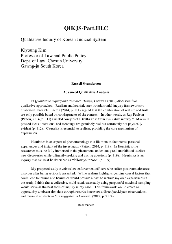 (PDF) QIKJS-Part.III.C Qualitative Inquiry of Korean Judicial System