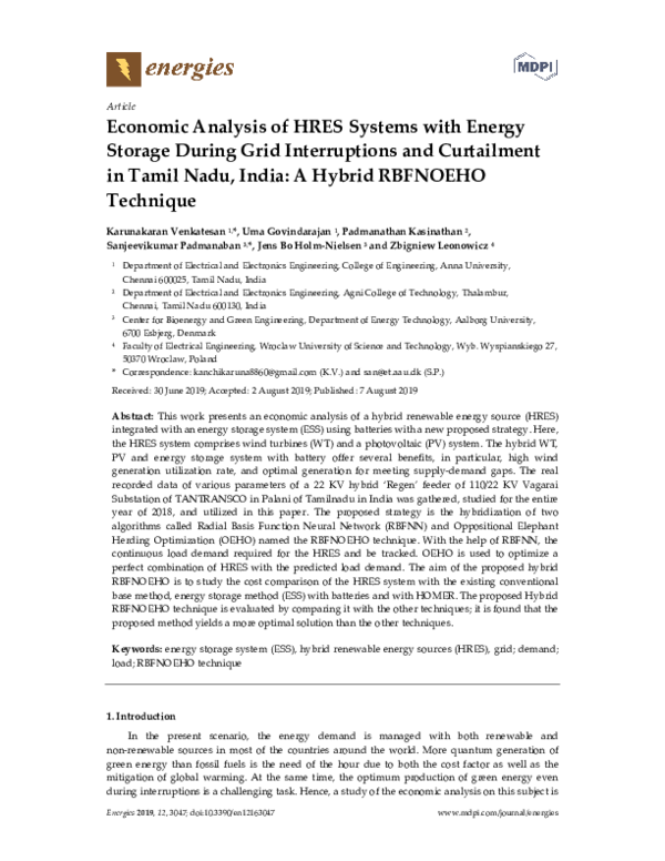 (PDF) Economic Analysis of HRES Systems with Energy Storage During Grid ...