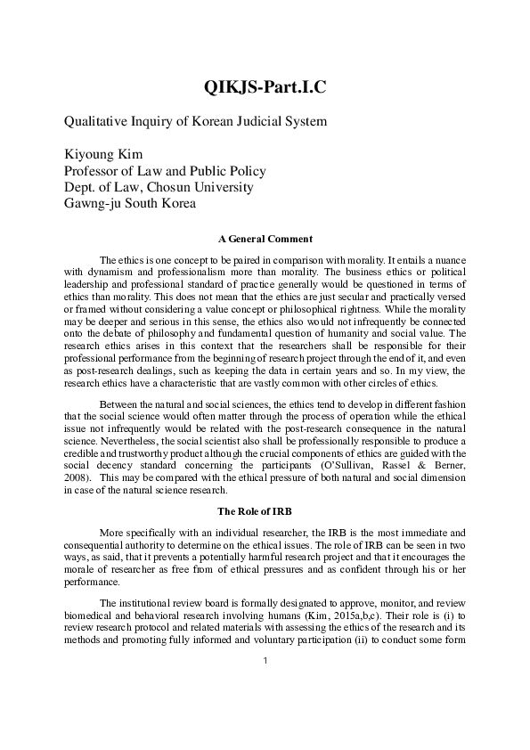(PDF) QIKJS-Part.I.C Qualitative Inquiry of Korean Judicial System