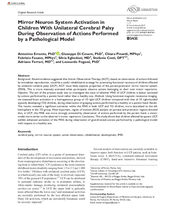 (PDF) The Activation of the Mirror Neuron System during Action ...