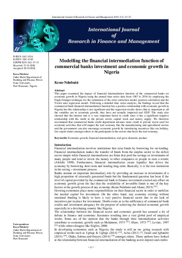 (PDF) Modelling the financial intermediation function of commercial ...