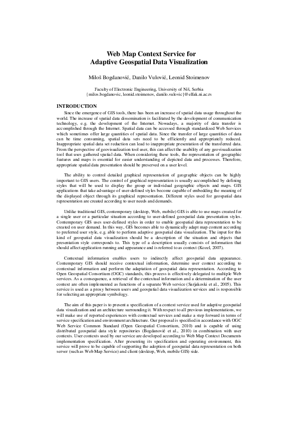 (PDF) Web Map Context Service for Adaptive Geospatial Data Visualization