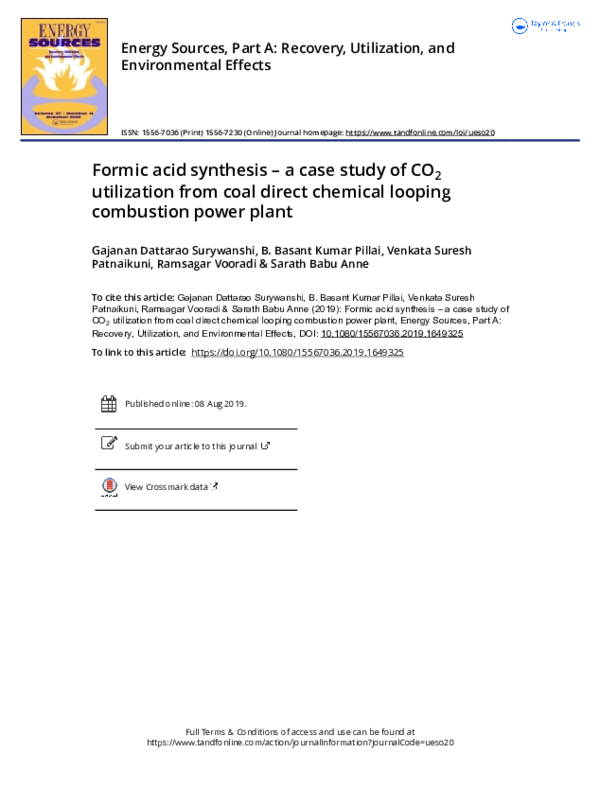 (PDF) Formic acid synthesis - a case study of CO2 utilization from coal ...