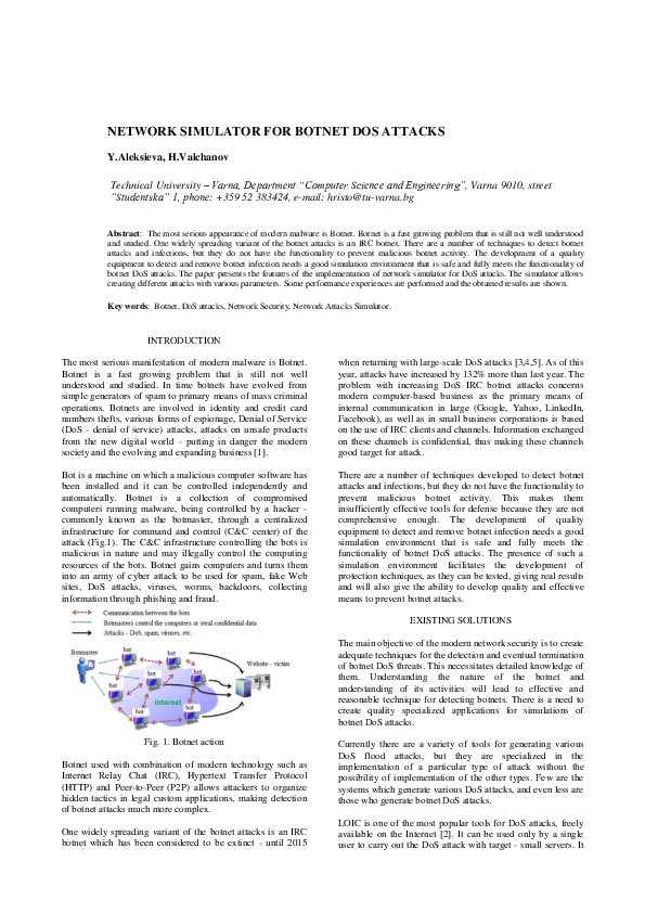(PDF) NETWORK SIMULATOR FOR BOTNET DOS ATTACKS
