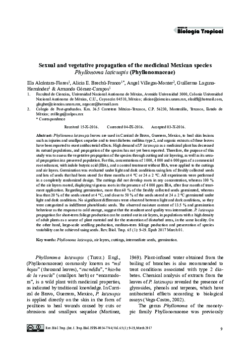 (PDF) Sexual and vegetative propagation of the medicinal Mexican ...
