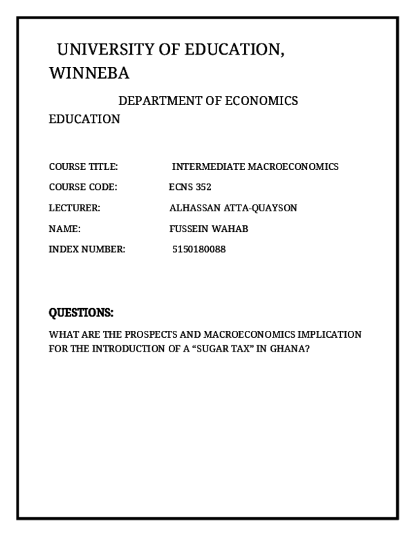 (PDF) UNIVERSITY OF EDUCATION, WINNEBA DEPARTMENT OF ECONOMICS ...