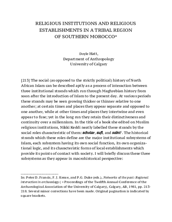 (PDF) Religious institutions and religious establishments in a tribal ...
