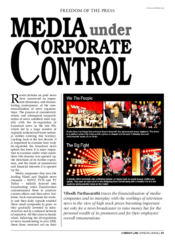 (PDF) Media under Corporate Control