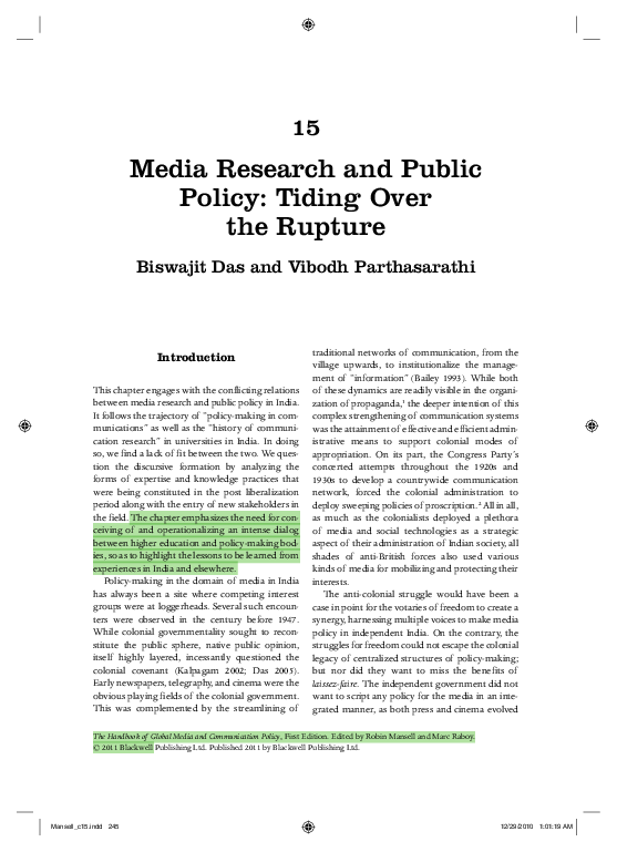 (PDF) Media Research and Public Policy