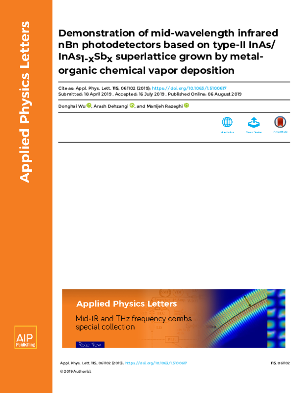 Pdf Demonstration Of Mid Wavelength Infrared Nbn Photodetectors Based On Type Ii Inas Inas 1