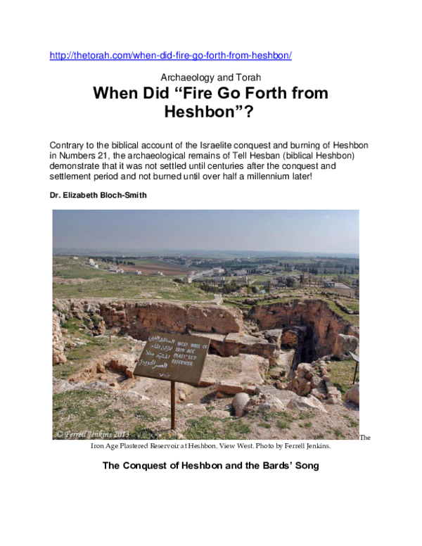 (DOC) When Did "Fire Go Forth from Heshbon"? The Conquest of Heshbon ...