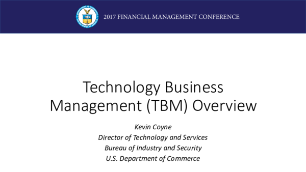 (PDF) Technology Business Management (TBM) Overview