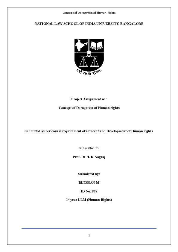 (DOC) Project Assignment on: Concept of Derogation of Human rights ...