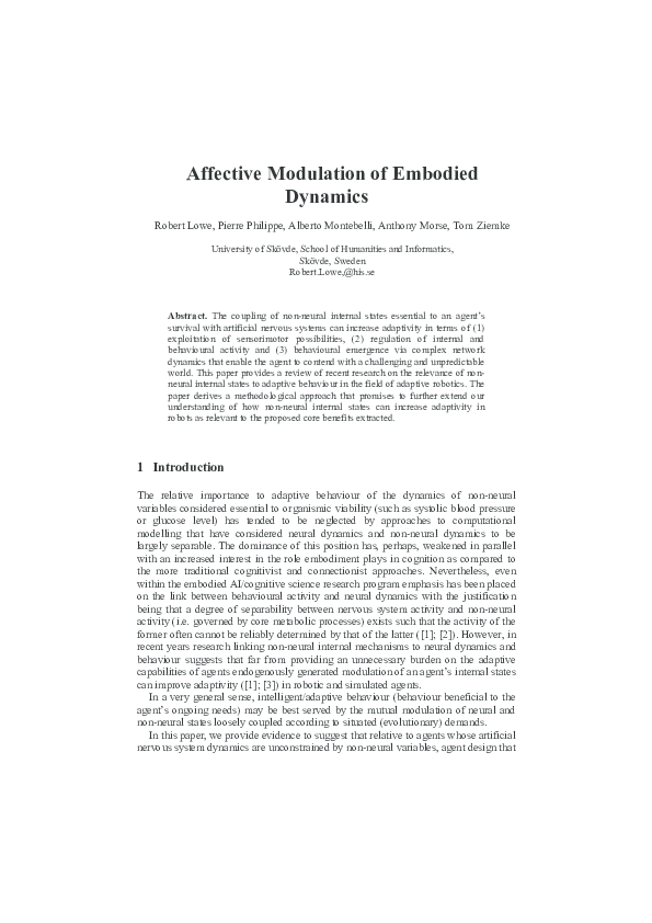 (PDF) Affective modulation of embodied dynamics
