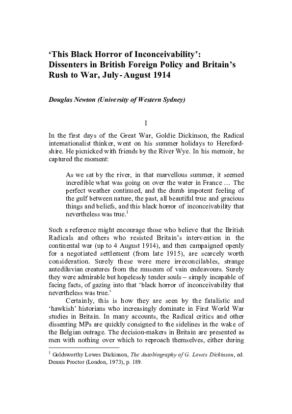 (PDF) ‘“This black horror of inconceivability”: Dissenters in British ...