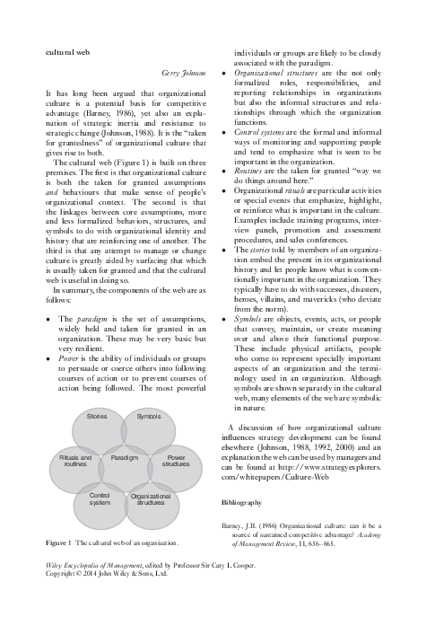 (PDF) Cultural Web - Johnson, G. (2015). Cultural Web. In Wiley ...