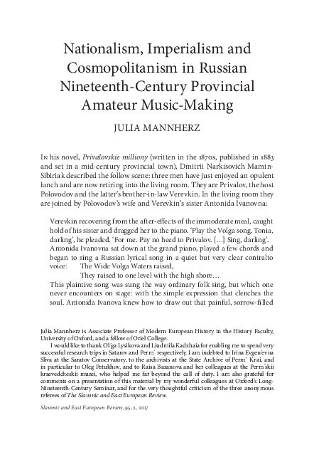 (PDF) Nationalism, Imperialism and Cosmopolitanism in Russian ...