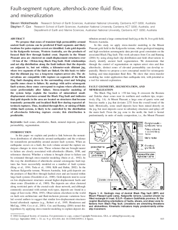 (PDF) Fault-Segment Rupture, Aftershock-Zone Fluid Flow, and Mineralization