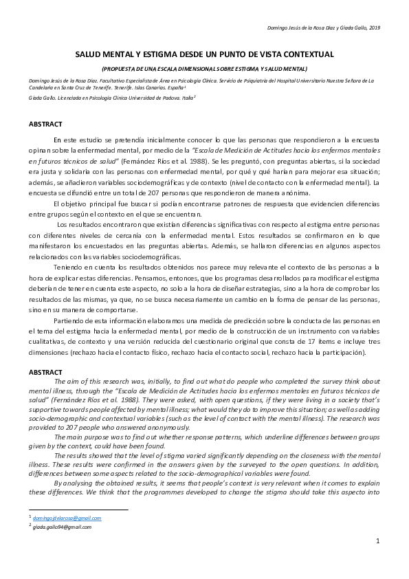 (PDF) SALUD MENTAL Y ESTIGMA DESDE UN PUNTO DE VISTA CONTEXTUAL ...