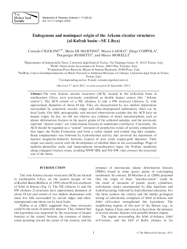 (PDF) Endogenous and nonimpact origin of the Arkenu circular structures ...