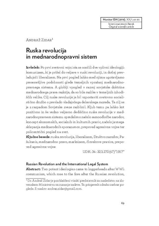 (PDF) Ruska revolucija in mednarodnopravni sistem [Russian Revolution ...