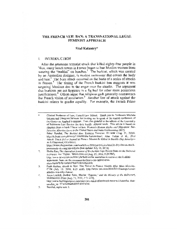 (PDF) The French Veil Ban: A Transnational Legal Feminist Approach