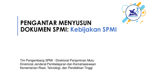 (PDF) PENGANTAR MENYUSUN DOKUMEN SPMI: Kebijakan SPMI