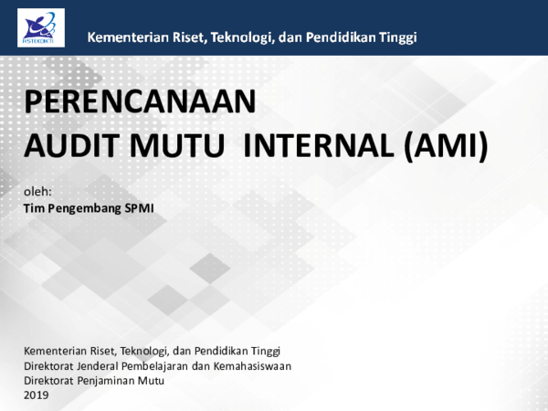 (PDF) PERENCANAAN AUDIT MUTU INTERNAL (AMI) oleh: Tim Pengembang SPMI