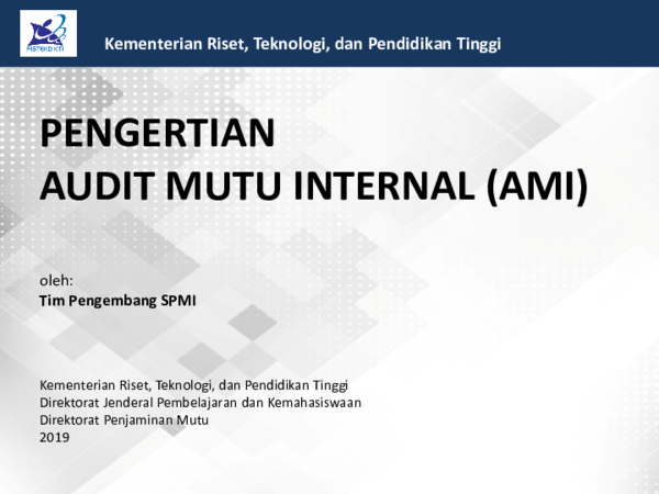 (PDF) PENGERTIAN AUDIT MUTU INTERNAL (AMI) oleh: Tim Pengembang SPMI
