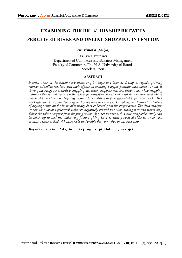 (PDF) Examining the relationship between Perceived Risks and Online ...