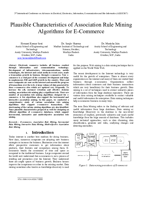 (PDF) Plausible Characteristics of Association Rule Mining Algorithms ...