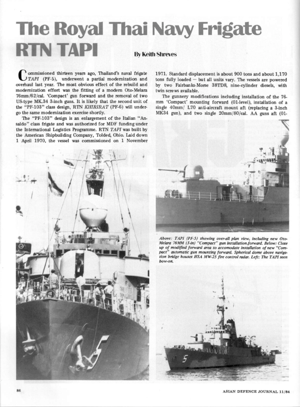 (PDF) Royal Thai Navy frigate RTN TAPI