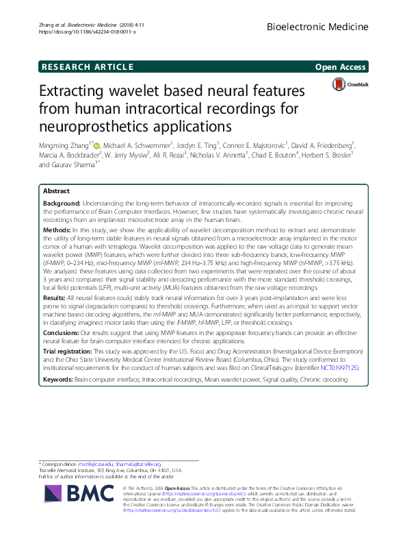 (PDF) Extracting wavelet based neural features from human intracortical ...