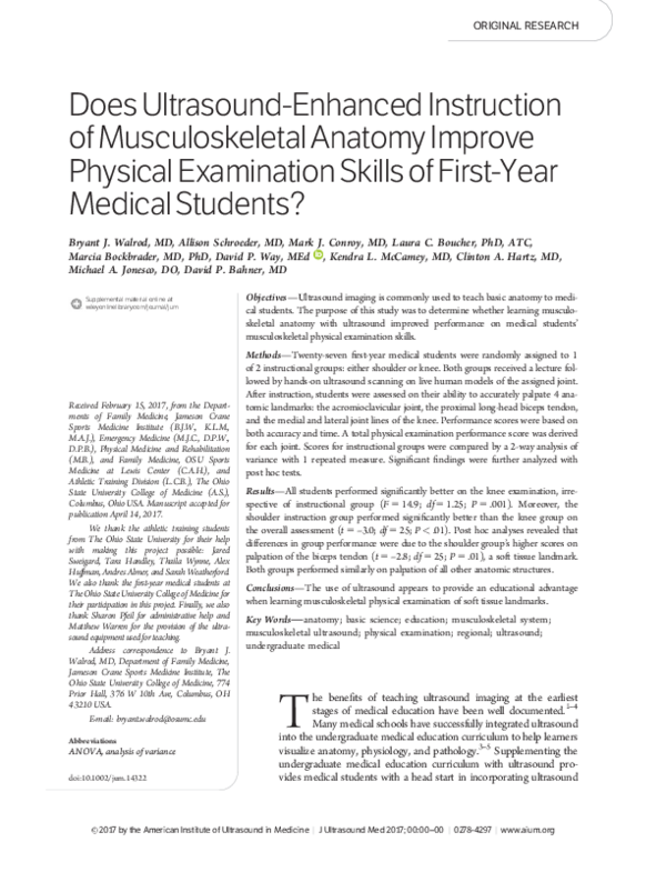(PDF) Does Ultrasound-Enhanced Instruction of Musculoskeletal Anatomy ...