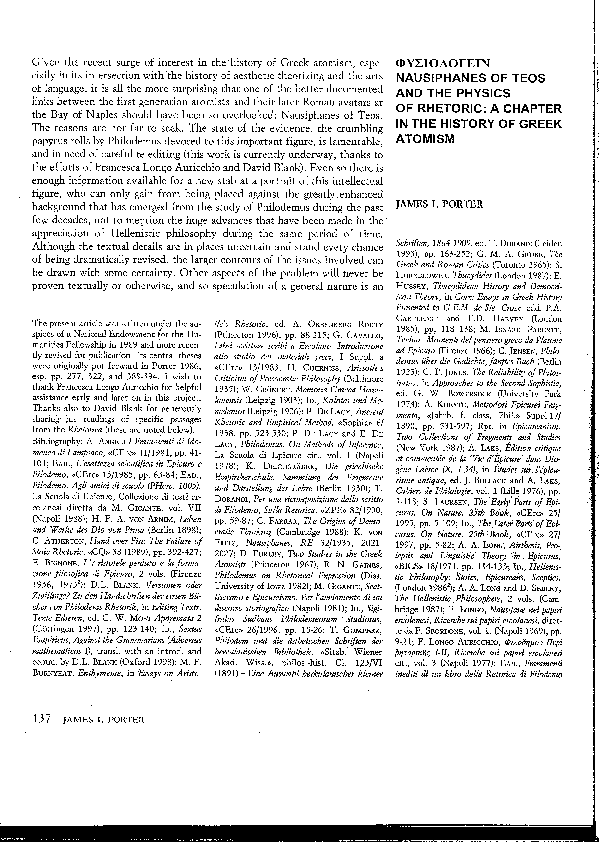 (PDF) φυσιολογεῖν: Nausiphanes of Teos and the Physics of Rhetoric: A ...