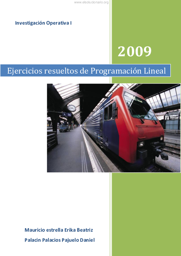 (PDF) Ejercicios resueltos de programación lineal (PDF) Ejercicios resueltos de programación lineal